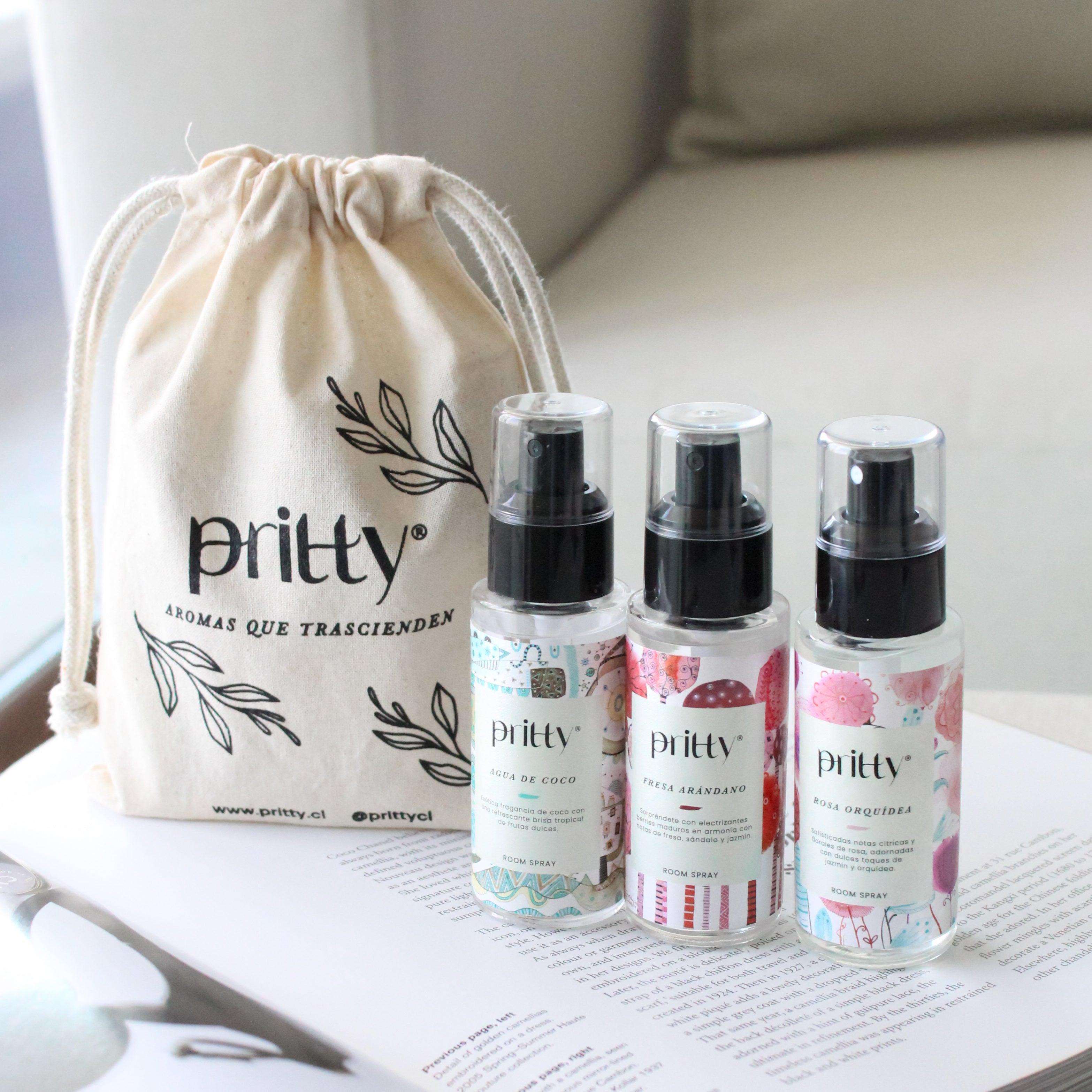 Set 3 Mini Room Spray Coco/Fresa/Rosa 50ml. cada uno – Pritty